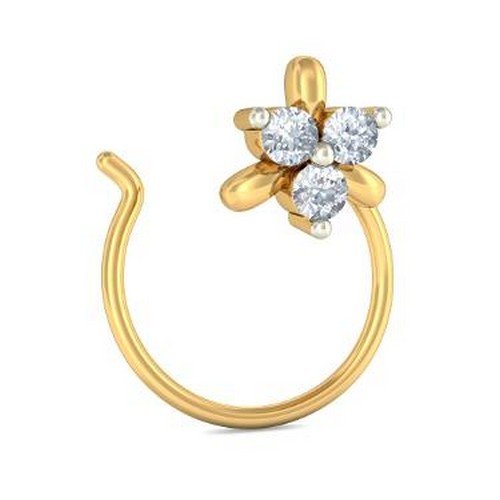 Buy BlueStone 14K Yellow Gold and Diamond Nose Pin at Amazon.in