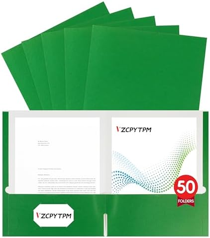 Amazon.com : 50 Packs Green Two Pocket Folders,File Folder Letter Size ...