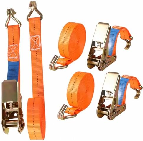 SKYTE® 4 Pack 4.5m x 25mm Ratchet Tie Down Lashing Straps With S Hooks ...