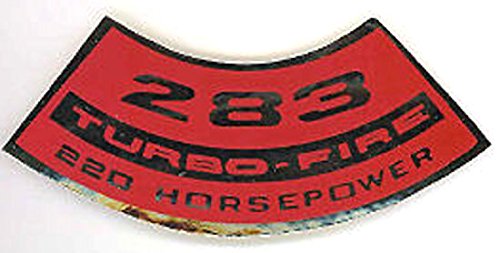CHEVY 283 TURBO-FIRE 220hp AIR CLEANER TOP LID DECAL - STICKER: GM ...
