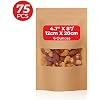 75pcs Kraft Stand Up Pouches, Zip Lock Stand Up Bags with Clear Window ...