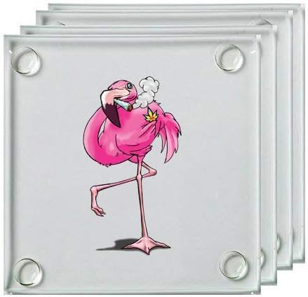 Amazon.com: Pot Smoking Pals Funny Cute Pink Flamingo Joint - Square ...