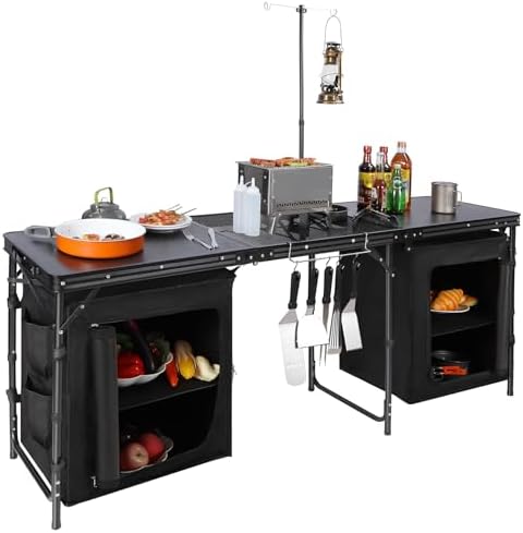 Amazon.com: REDCAMP Portable Camping Kitchen Table, 4ft Folding Camping ...