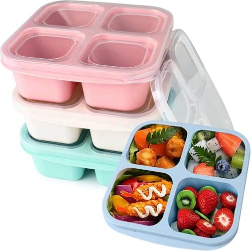Surflyee 4Pack Snack Boxes with Compartments, Snack Containers for Kids ...