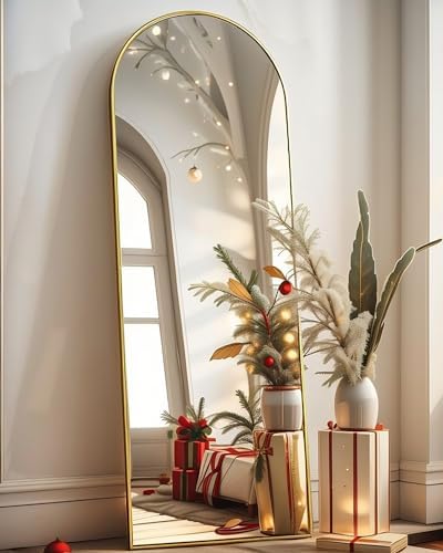 Amazon.com: NISHCON Arched Full Length Mirror 64"x21", Gold Frame Floor ...