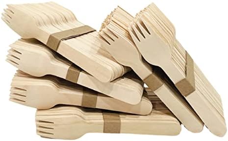 (100 Count) Disposable Wooden Forks Set - Alternative to Plastic Forks ...