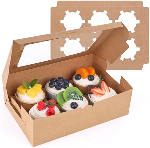 Amazon.com: ONE MORE Cupcake Boxes with Inserts 6 Holders,9.5x6.3x3inch ...