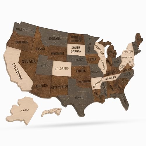 Amazon.com: WoodyWoodUA Wood USA Map - Large Wood Wall Map - Art Gift ...
