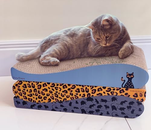 PetsTown Cat Scratcher Board Lounger Bed - Cat Scratching Cardboard Pad ...