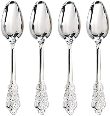 Amazon.com: WDF 100 Piece Silver Plastic Spoons Disposable - 6.93 Inch ...