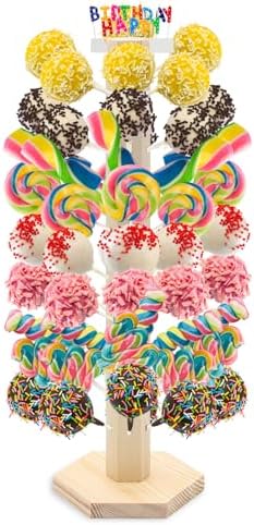 Amazon.com: DoubleFill Rainbow Wooden Cake Pop Stand Lollipop Holder ...