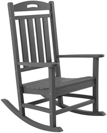 Amazon.com : SERWALL Outdoor Rocking Chair Gray Set of 2 : Patio, Lawn ...