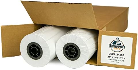 Amazon.com : 20lb Uncoated Inkjet Bond Paper, 24" x 300', 2" core, 2 ...