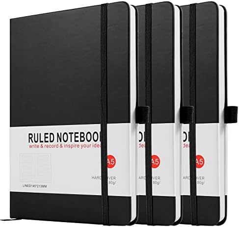HIJYOO Notebook A5, 3 Pack Journal A5 Notebook 200 Pages 80 GSM Journal ...