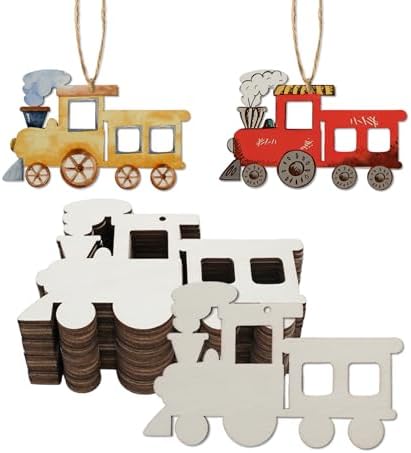 Amazon.com: 30 Pack 4 Inch Unfinished Wood Train Cutouts Crafts Wooden ...