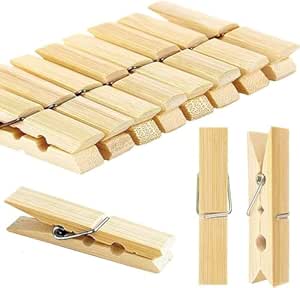 HOMELEE DEKOR (40 Pcs, 2.5In) Natural Bamboo | Traditional Wooden Clips ...