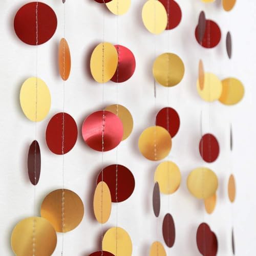 Amazon.com: Red and Gold Glitter Paper Garland Circle Dot Party Banner ...