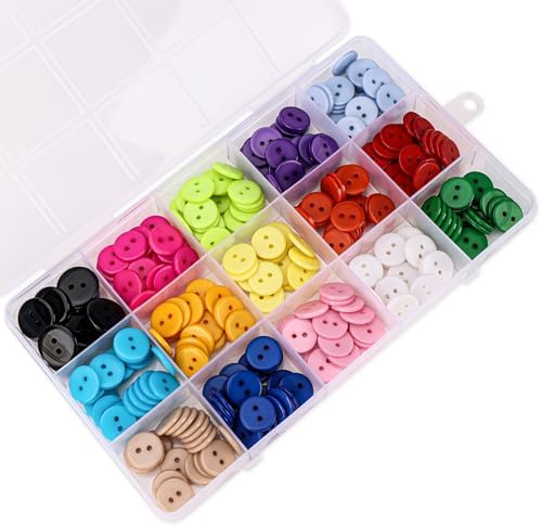 Amazon.com: 15 Colors Sewing Resin Buttons 1 Inch(25mm) Multicolored ...