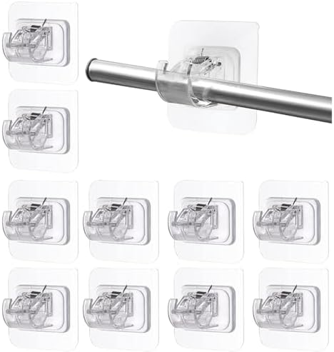 10pcs No Drill Curtain Poles Brackets, Self Adhesive Curtain Pole Hooks ...