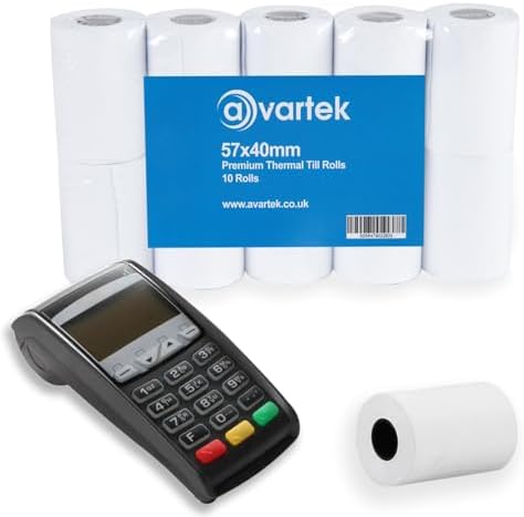 57 x 40mm Premium Thermal Paper Till Receipt Rolls for PDQ Credit Card ...