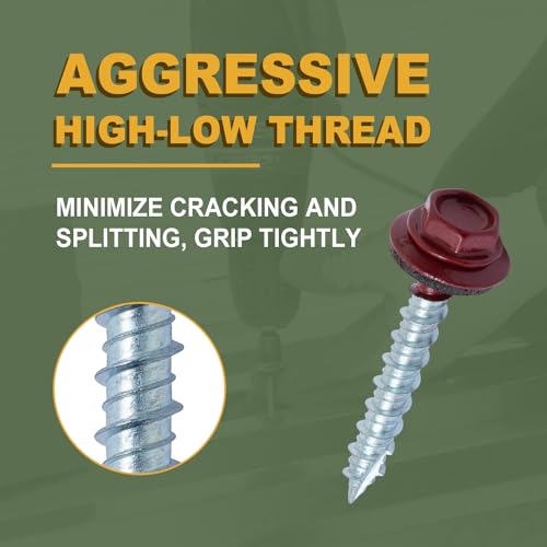 Snapklik.com : Metal Roofing Screws #101-1/2 Inch, 300-PCS, Dark Red ...