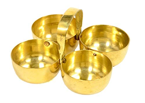 Buy Brass Chowmukh/Chopala/Chokra 4 Bowl Holder Patra (Gold/Size ...