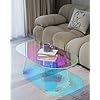 Amazon.com: RAINBEAN Acrylic Coffee Table, Iridescent Glass End Table ...