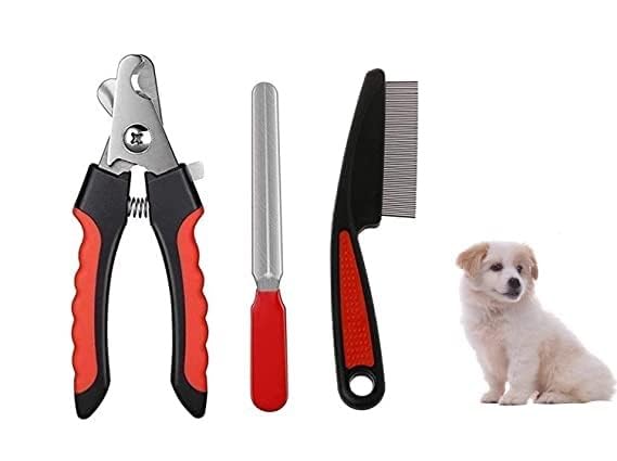 D&C PAWS Combo Grooming Flea Comb and Nail Cutter for Dogs and Cats ...
