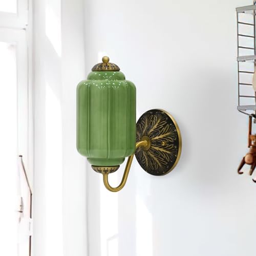 CKENSU Vintage Milk Green Glass Wall Sconce - Milk Glass Shade Antique ...