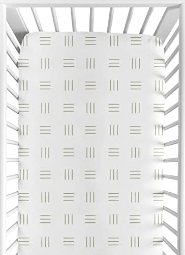 Amazon.com: Sweet Jojo Designs Fitted Baby Crib Sheets (White and Sage ...