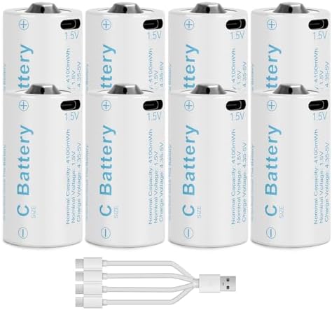Amazon.com: Rechargeable Lithium C Battery 8 Pack, Batteries c Size ...