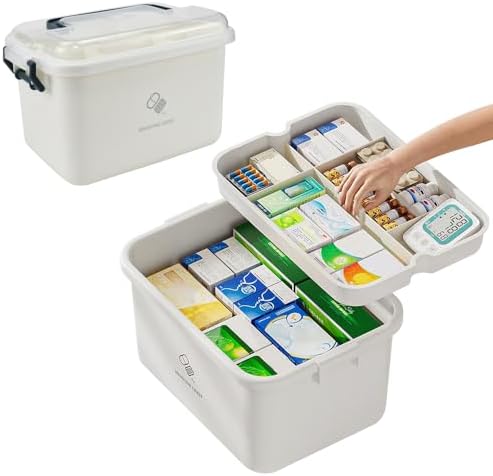 YBCCBY Medicine Storage Box with Handle, Double Layer Compartments ...