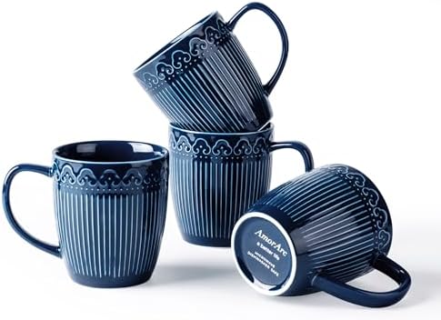 Amazon.com: AmorArc 12oz Porcelain Coffee Mugs Set of 4, Light Weight ...