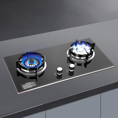 BANLICALI Gas Cooktop, Portable Glass & Copper Gas Stoves, 2 Burners ...