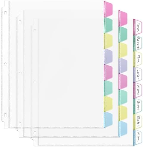 Amazon.com : HABGP 24PCS/3 Set 3 Ring Clear Binder Dividers with Tabs ...