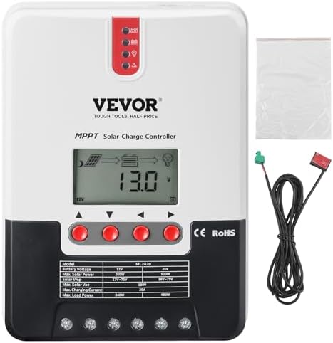 VEVOR MPPT Solar Charge Controller 12V/24V Auto DC Solar Panel Charge ...