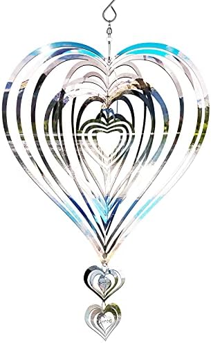 Amazon.com: Saillong Heart Wind Spinner 3 Pcs 13'', Silver Heart Wind ...