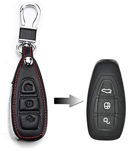Generic Leather Key Case for Car 3 Buttons for Ford Fiesta Focus 2 ...