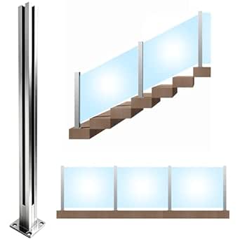ITEVE.GD 35.43" Glass Railing Corner Silver Post with Mounting Strip ...
