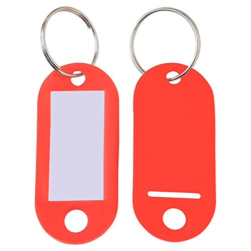 TRIXES Pack of 50 Plastic Colour Coded Key Tags with Paper Inserts ...