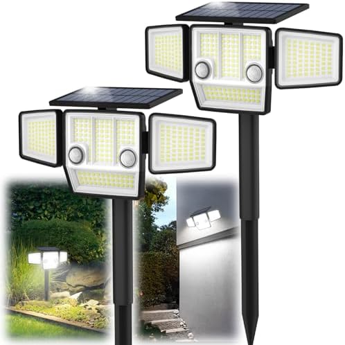 HAARAY Solar Outdoor Lights with Stakes, 2500LM 180° PIR Motion Sensor ...