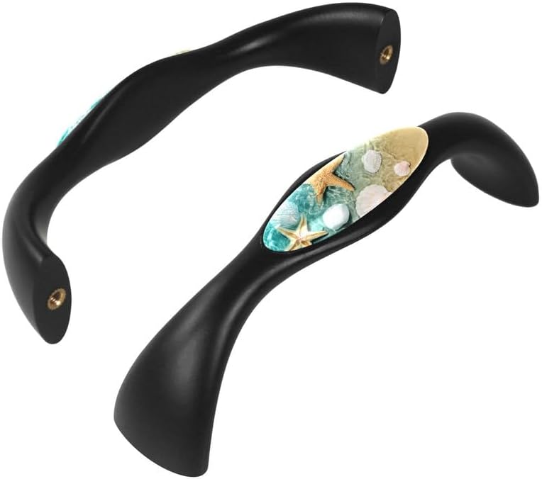 LORVIES 4 Pack 5.6" Ocean Decorative Cabinet Knobs, ABS Glass Wavy Long ...