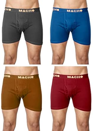 Buy Macho Cotton Assorted Plain Long Men's Trunk - Pack of 4 PLT, Size ...