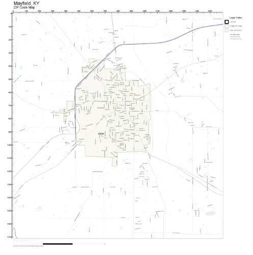 Amazon.com : ZIP Code Wall Map of Mayfield, KY ZIP Code Map Not ...