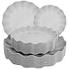 Amazon.com | LIYH 24 Pcs Plastic Grey Scalloped Plates Reusable ...