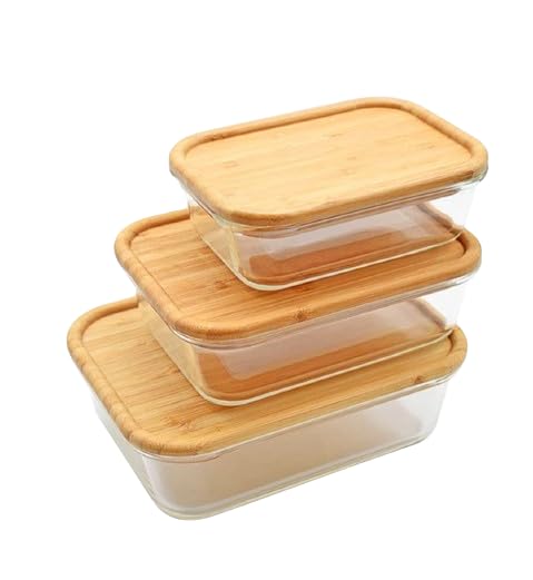 Buy KOMRID Rectangular Air Tight Glass Container Microwavable Glass ...