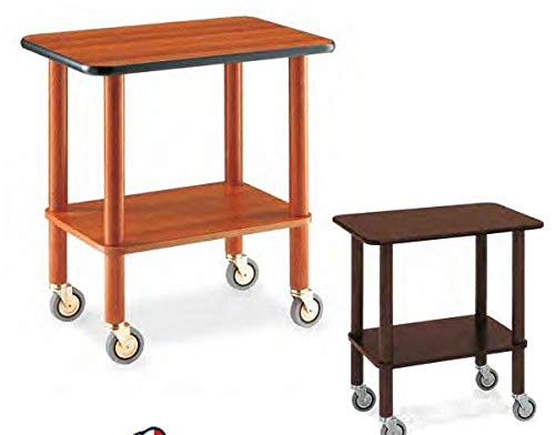 Buy Gueridon 2 Tier Walnut Trolley Solid Wood Frame Metal Carts Online ...