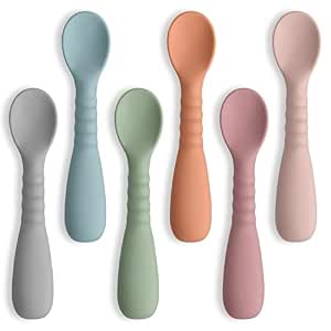Amazon.com: ME.FAN Silicone Baby Feeding Spoons [6 Pack] - First Stage ...