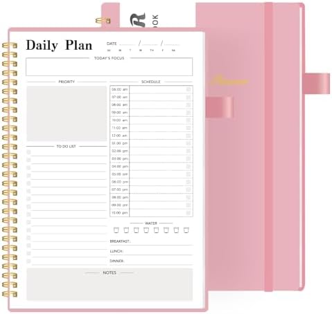 Daily Planner Undated, To-Do List Notebook with Hourly Schedule, (7x10 ...