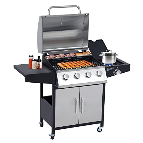 4-Burner BBQ Propane Grills Outdoor Gas Grill with Side Burner ...